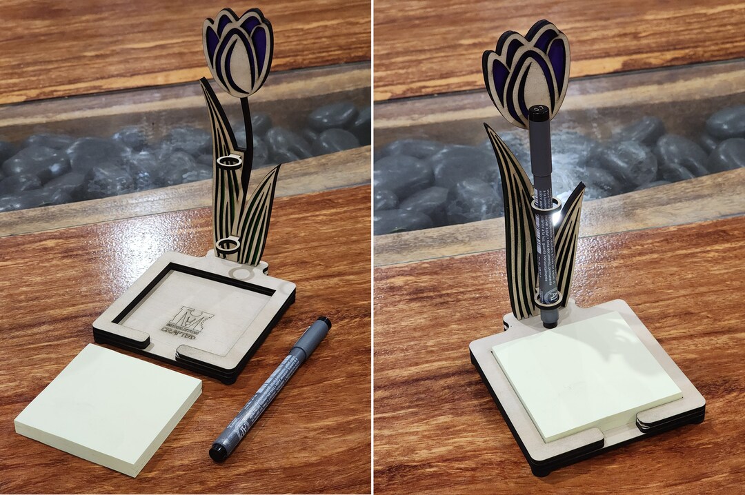 MOTHERS DAY Sticky Note Holder With Tulip Pen Holder, Pencil Holder ...