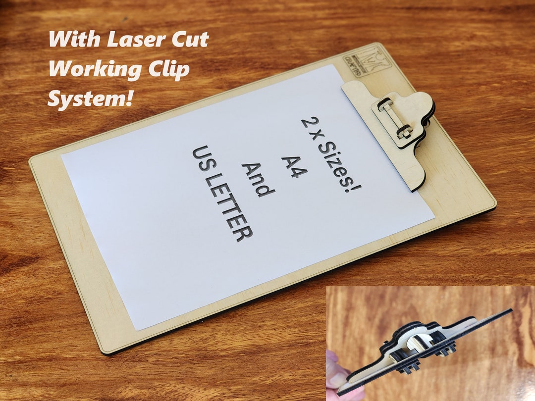 CLIPBOARDS LASER CUT (A4 and Letter) With Working Clip! Full Laser Cut ...