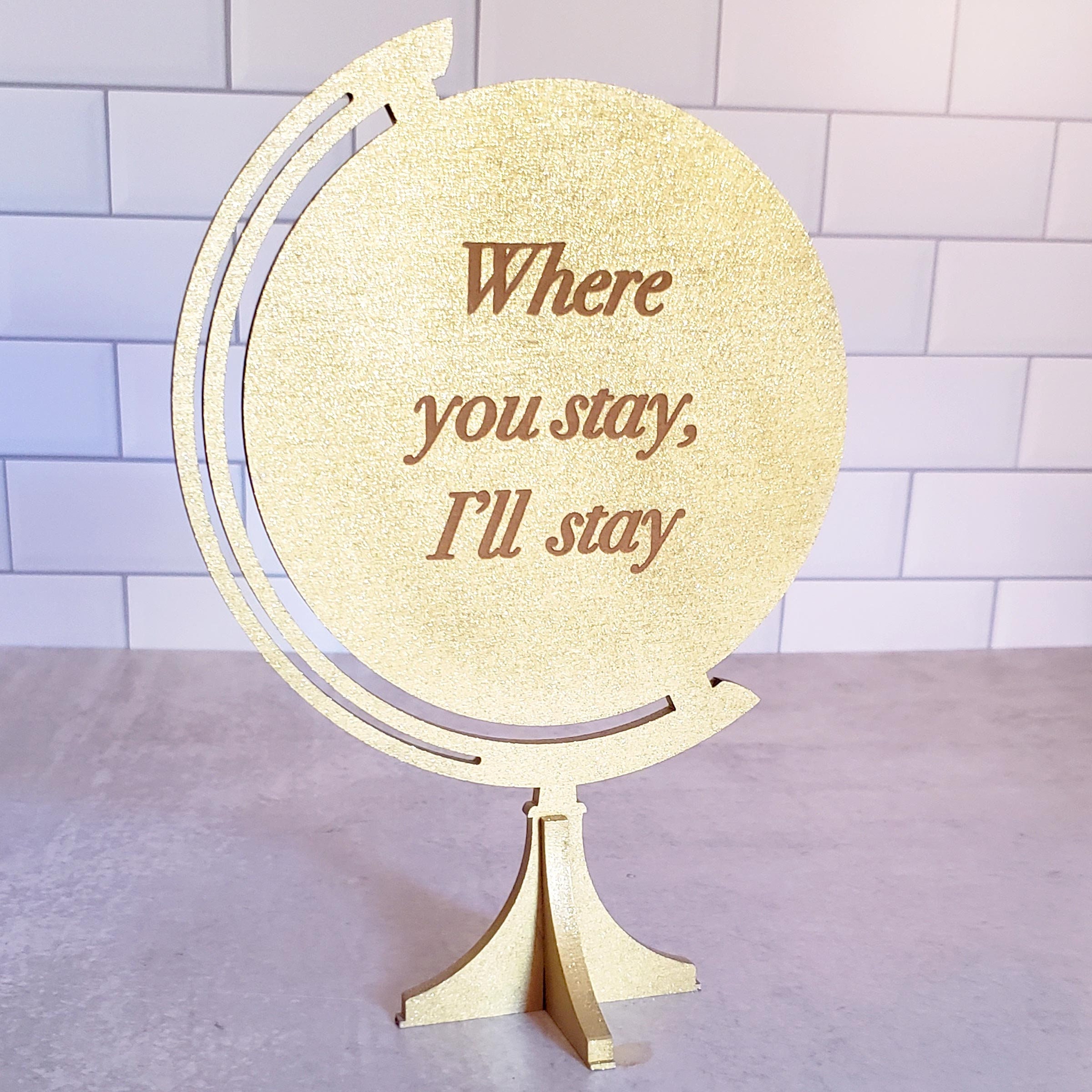 Globe Table Signs With our Adventure Begins Engraving - Etsy