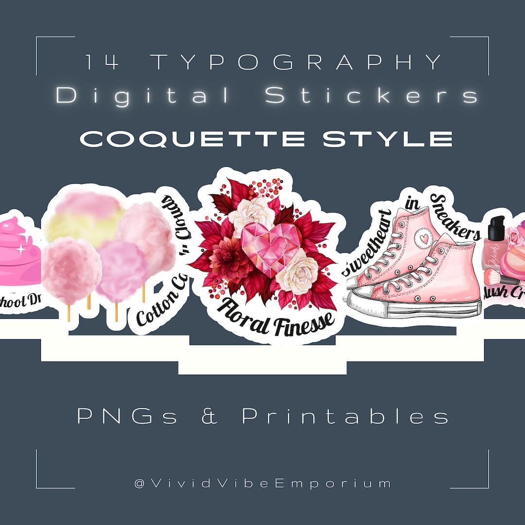 Coquette Sticker Pack, Coquette Sticker Bundle, Coquette Digital ...