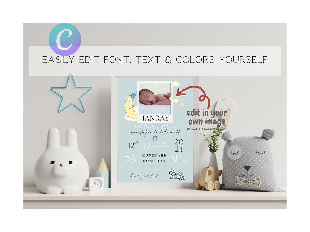 Newborn Birth Information Sign, Newborn Announcement Sign Picture ...