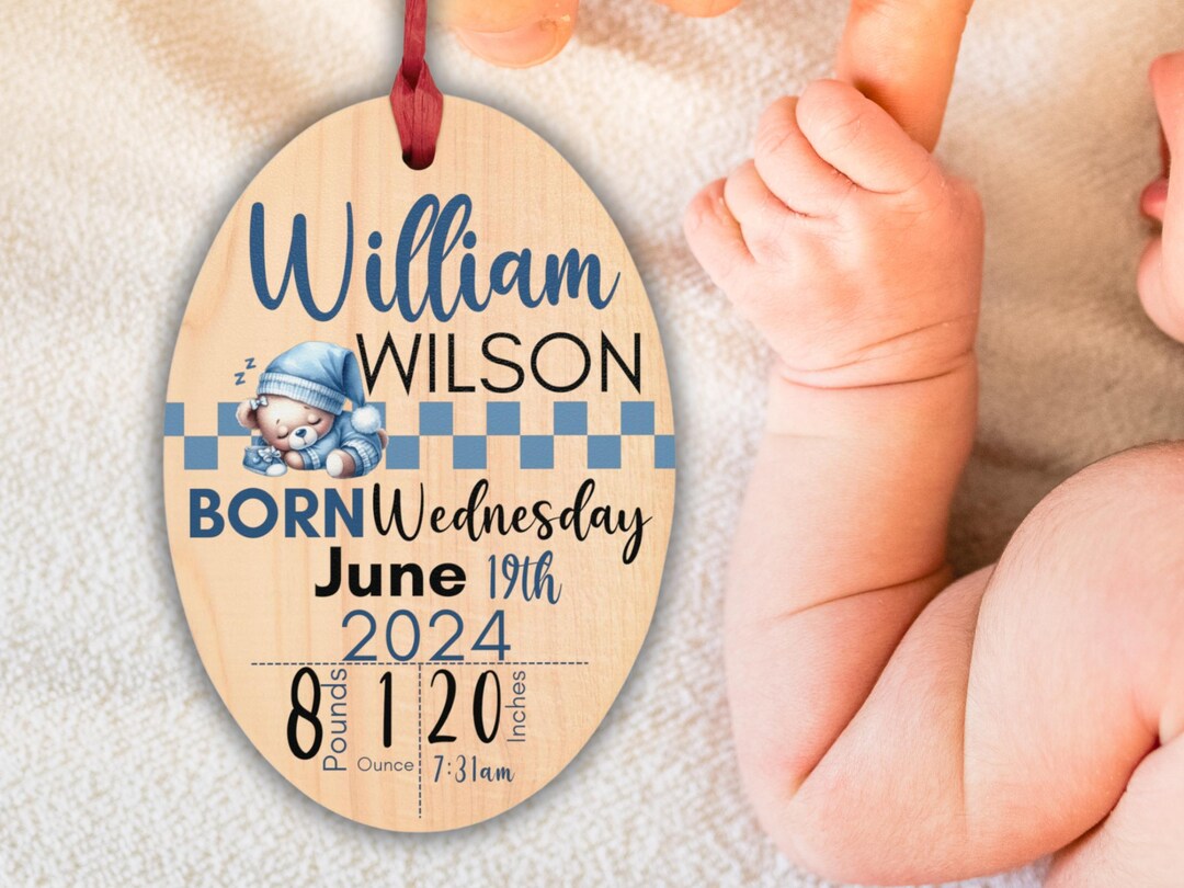 Baby Announcement Sign With Birth Stats, Wood Sign for Baby Name Reveal ...