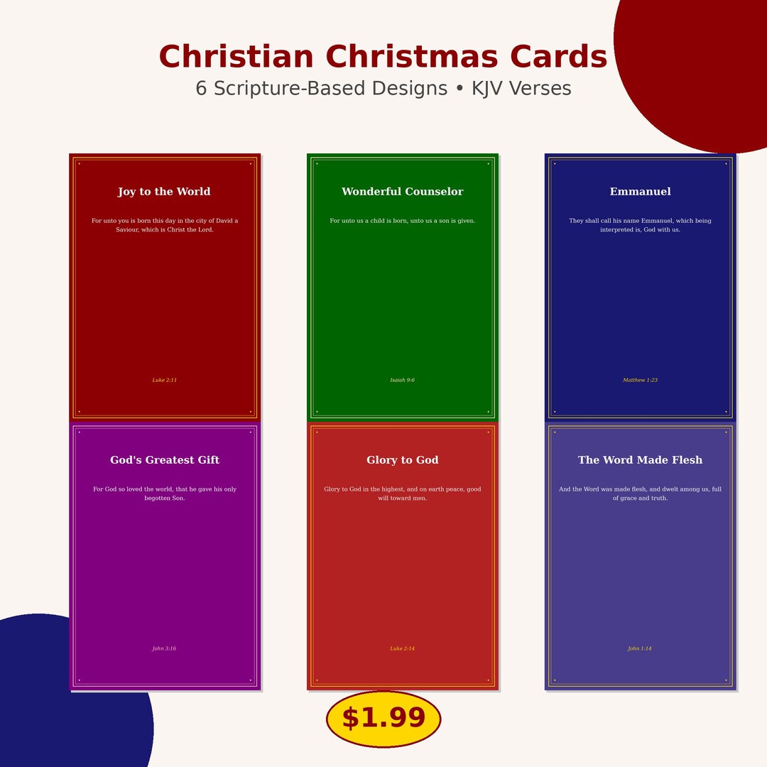 KJV Scripture Christmas Cards, 6 Designs (PDF Printable) - Etsy