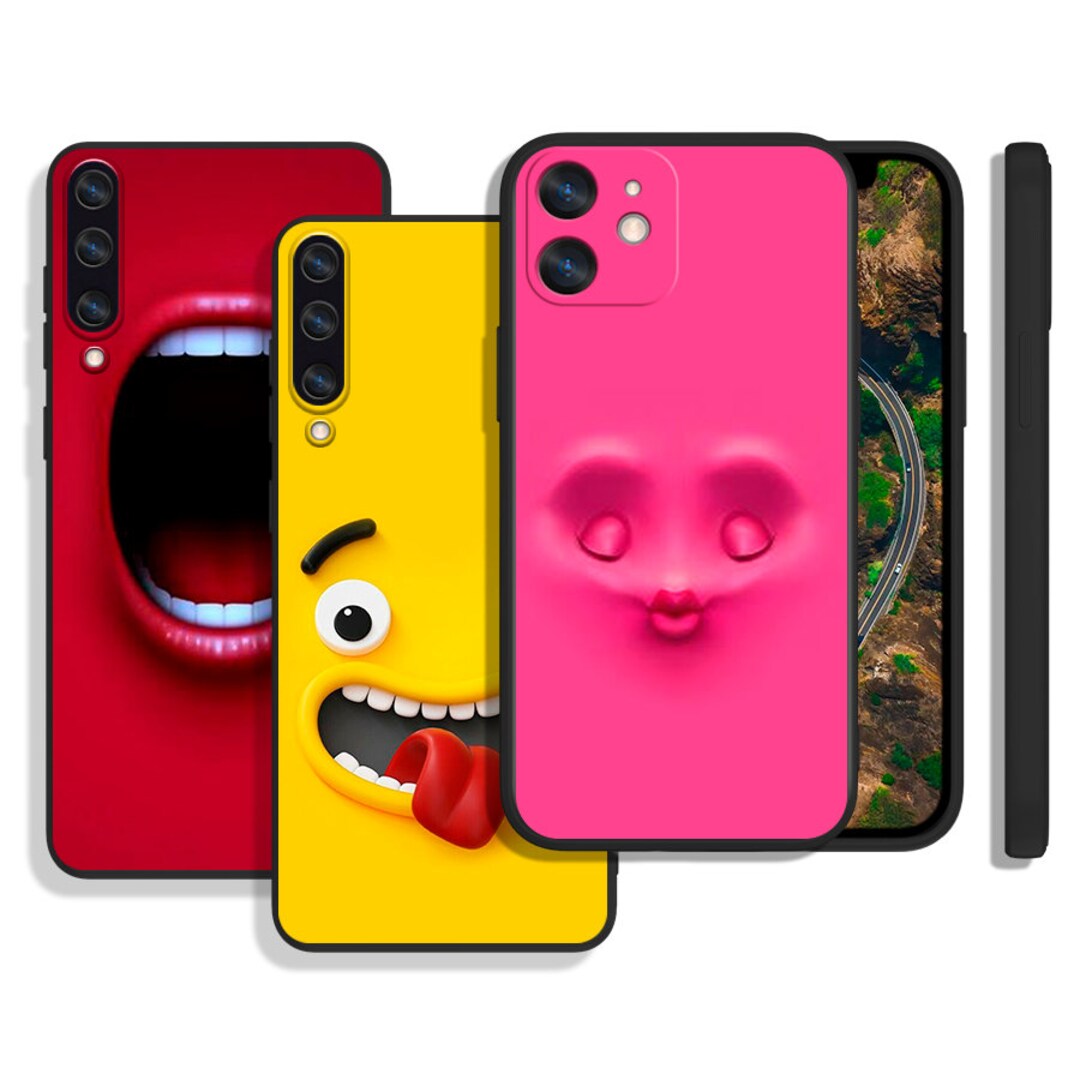 Funny Cartoon Smiley Face Protective Cases for iPhone SE 12 13 14 15 16 ...