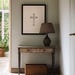 Rustic Cross Wall Art, Neutral Beige Christian Print, Washed Black ...