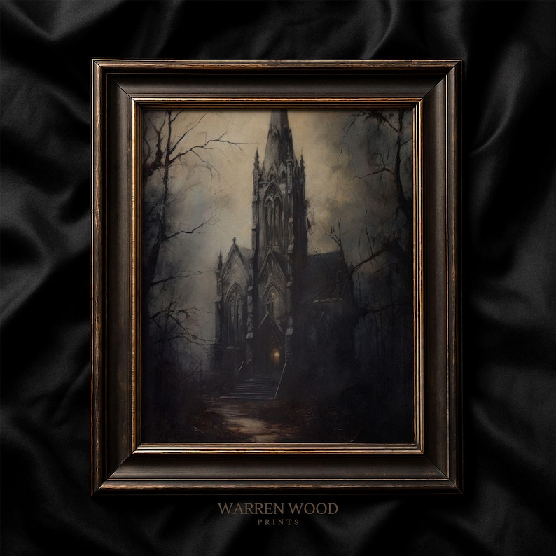 Spooky Cathedral Print, Portrait Gothic Wall Art, Vintage Dark ...