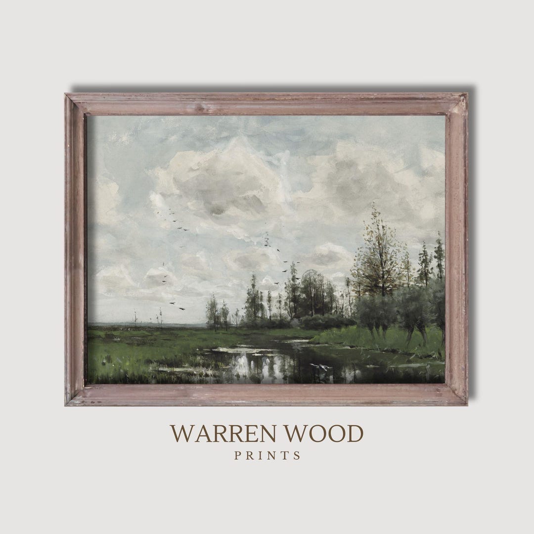 Vintage Lake Printable, Rustic Landscape Print, Swamp Art, 18th Century ...