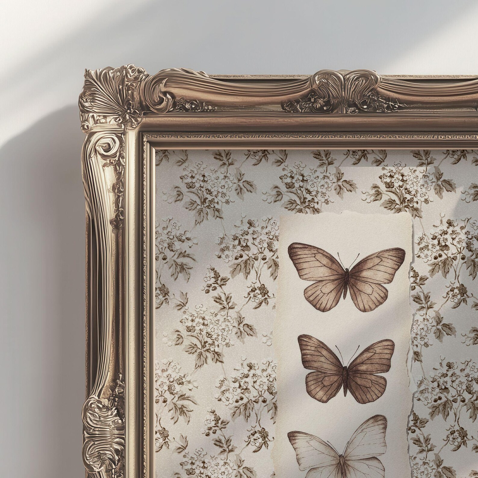 Vintage Butterfly Print, Rustic Insect Wall Art, Neutral Brown ...