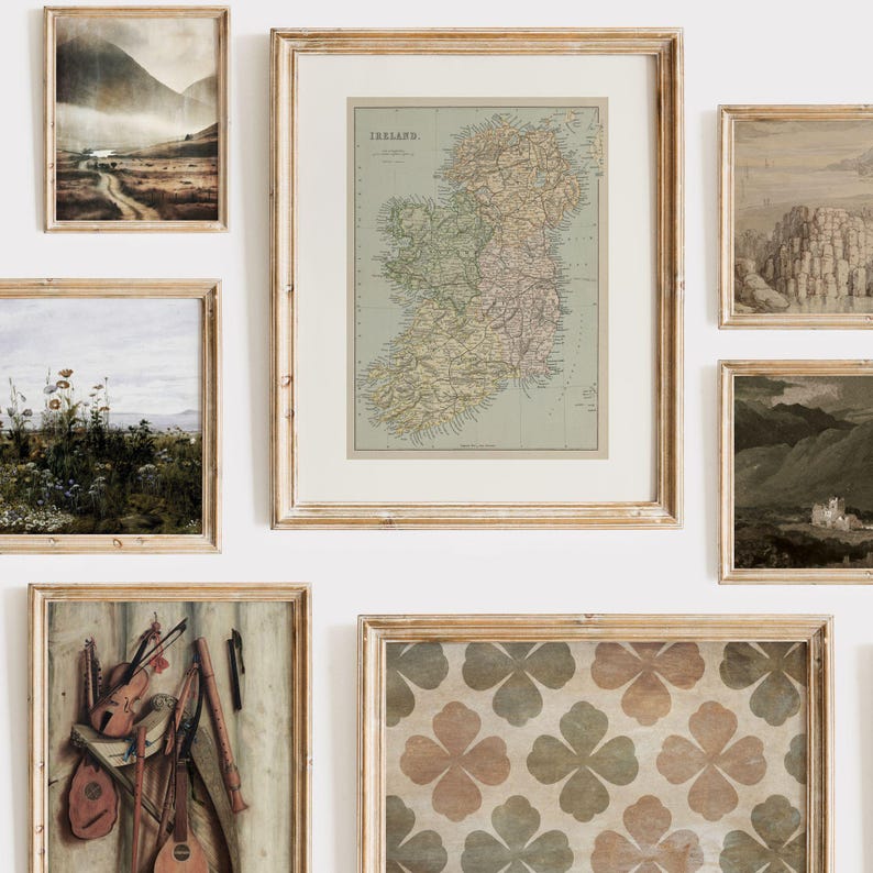 Vintage Ireland Gallery Wall, Rustic Irish Prints Set of 9, Ireland ...