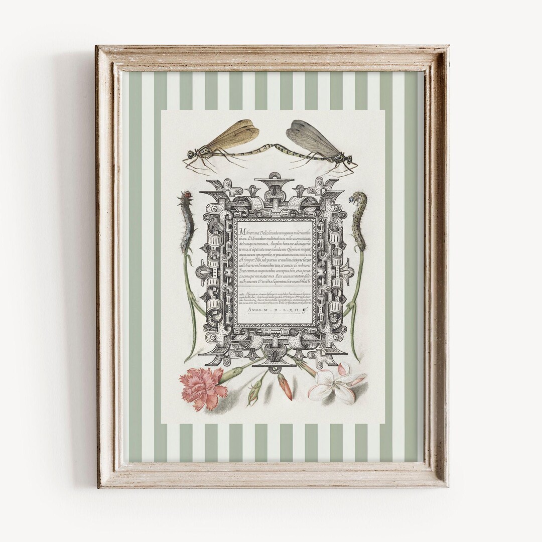 Vintage Latin Script Print, 18th Century Calligraphy Art, Antique Beige ...