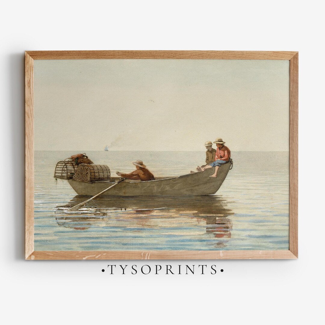 Fishing Shop Printable Decor, Boys in a Dory, Vintage Watercolor ...