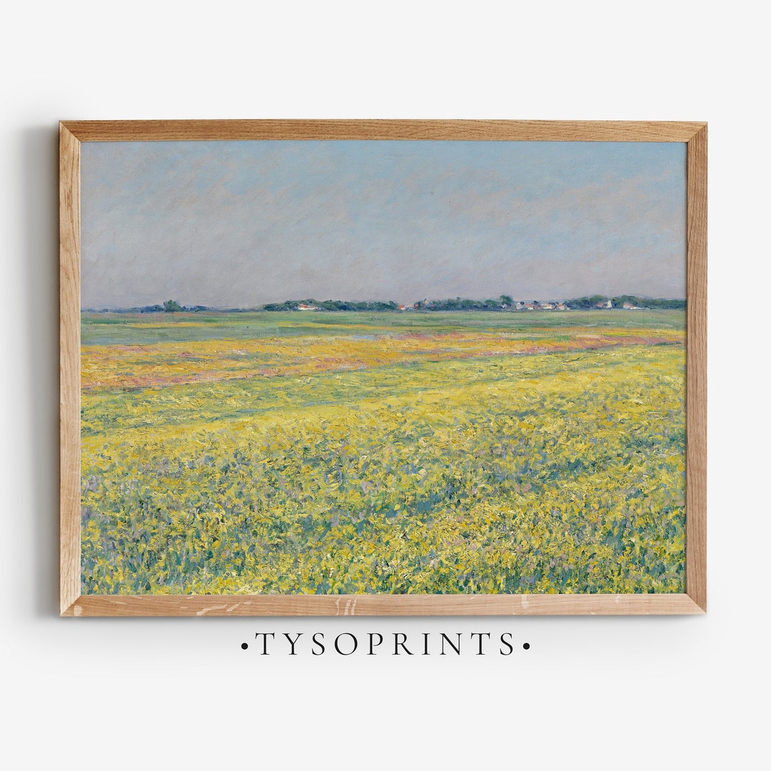 Yellow Fields, Printable Vintage Oil Painting, Digital Downloadable ...