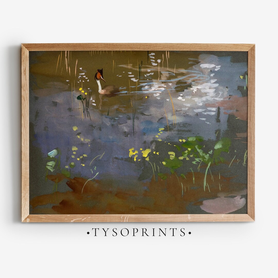 Printable Vintage Gouache Painting, Silkie Duck, Downloadable ...