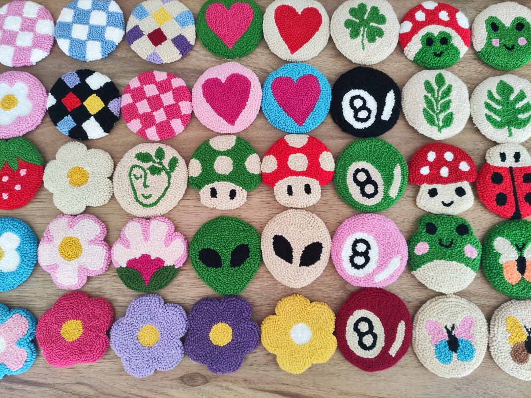 BIG Sale!set of 2 Punch Needle Car Coasters, New Car Gift,car ...