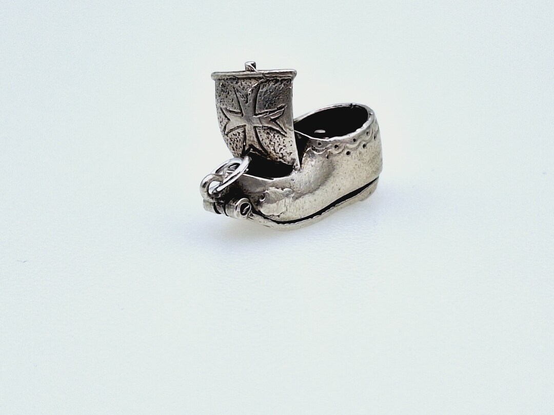 Vintage Sterling Silver Sailing Boat Shoe / Clog Charm Articulate ...