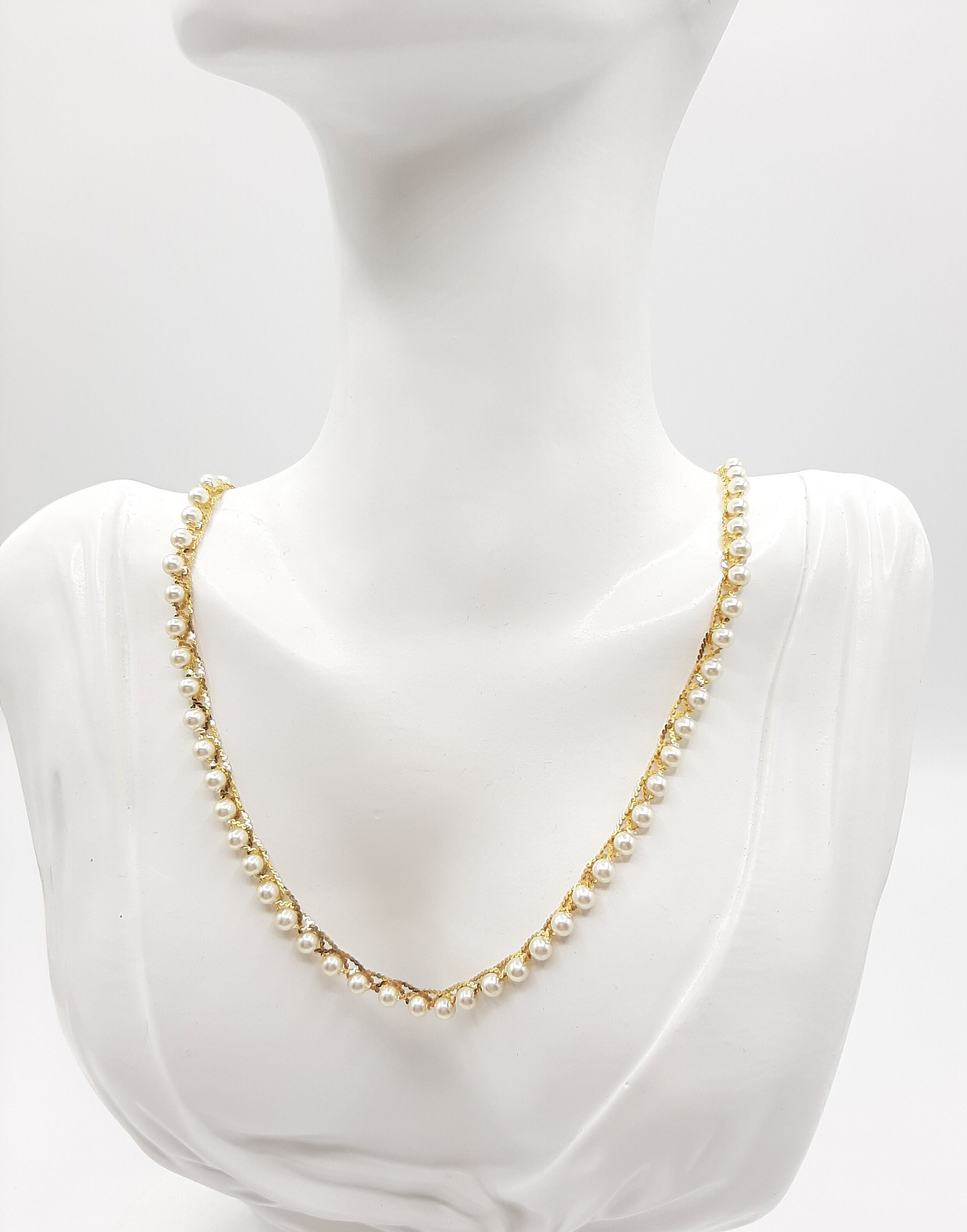 Vintage Napier Gold Faux Pearl Rope Necklace - Etsy
