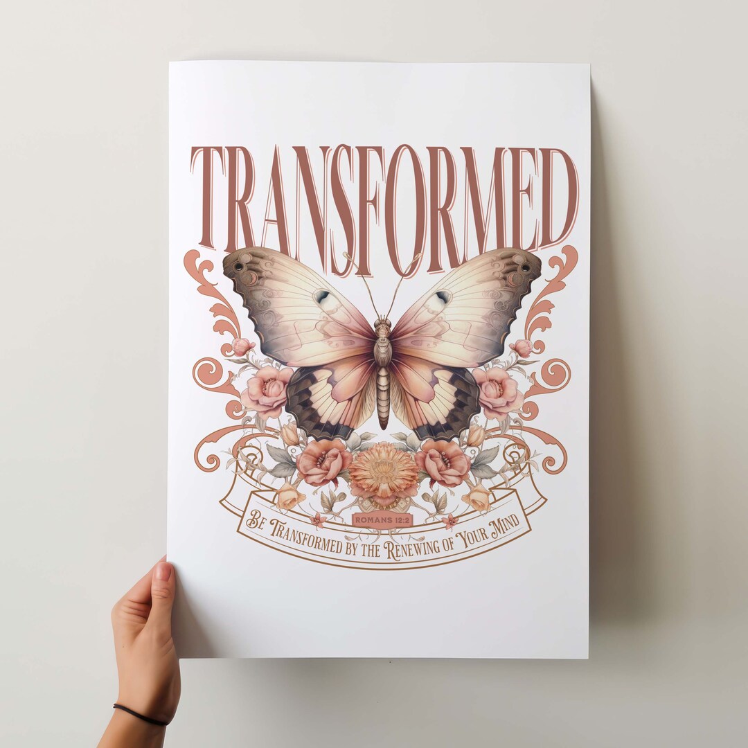Transformed Romans 12 Christian Wall Art Girl Room Poster Religious Mom ...
