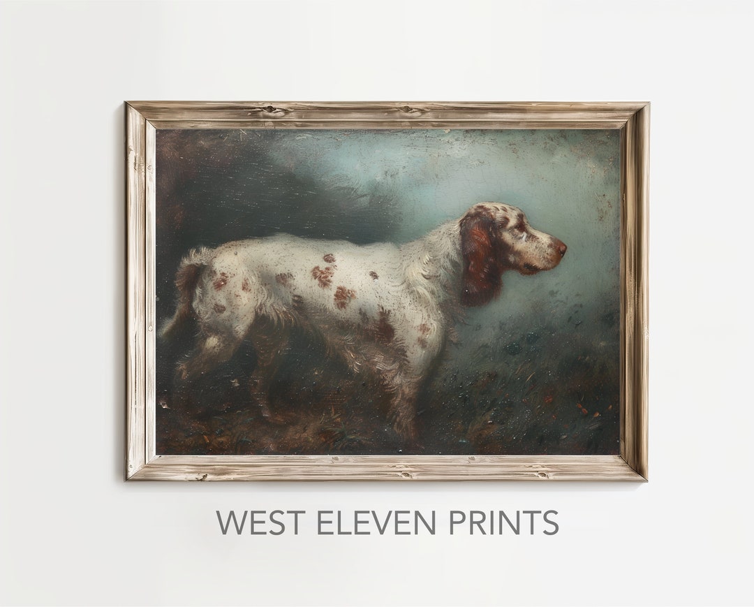 Digital Art Noble Companion Vintage Hunting Dog Oil Painting Rustic ...