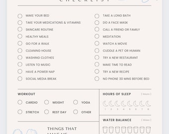 Self Care Checklist - Etsy