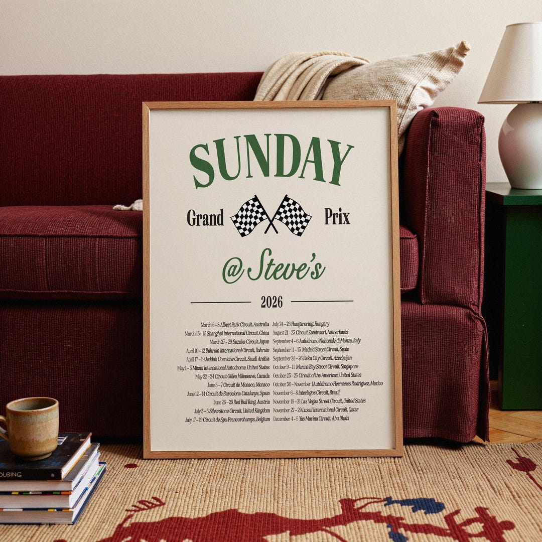 Personalised Formula 1 Print | 2026 F1 Race Calendar | Gift for F1 Fan ...