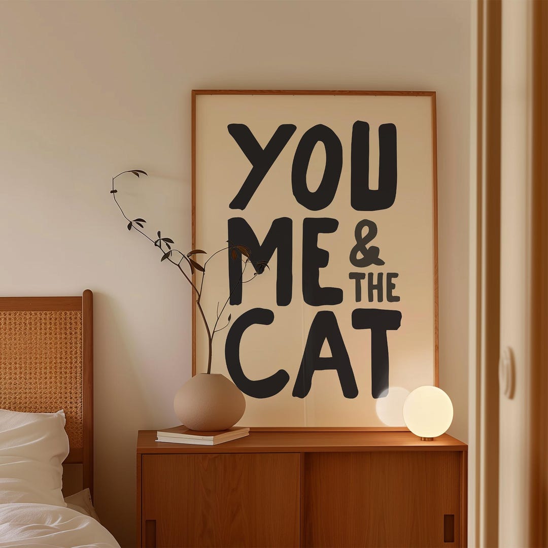 You, Me & the Cat Print: Funny Gift for Cat Lovers, Cat Wall Art - Etsy