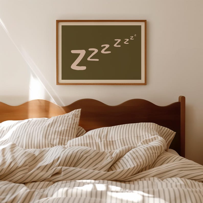 Sleepy Zzz Giclée Print: Modern Bedroom Wall Art - Etsy