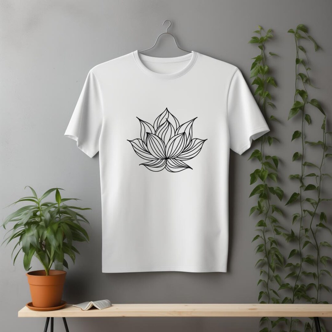 Lotus Shirt, Lotus Blossom Lineart Design, Nature Graphic Tee, Lotus ...