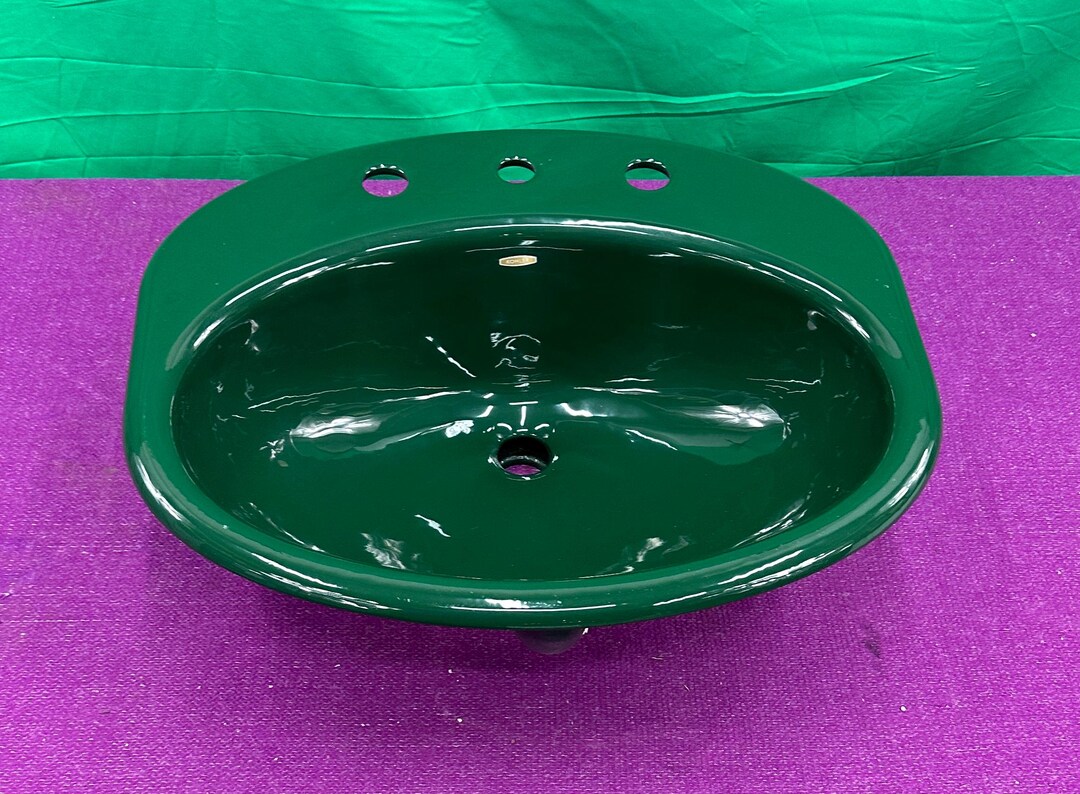 Emerald Kohler Vintage New Cast Iron Drop in Bathroom Sink Dark Green ...