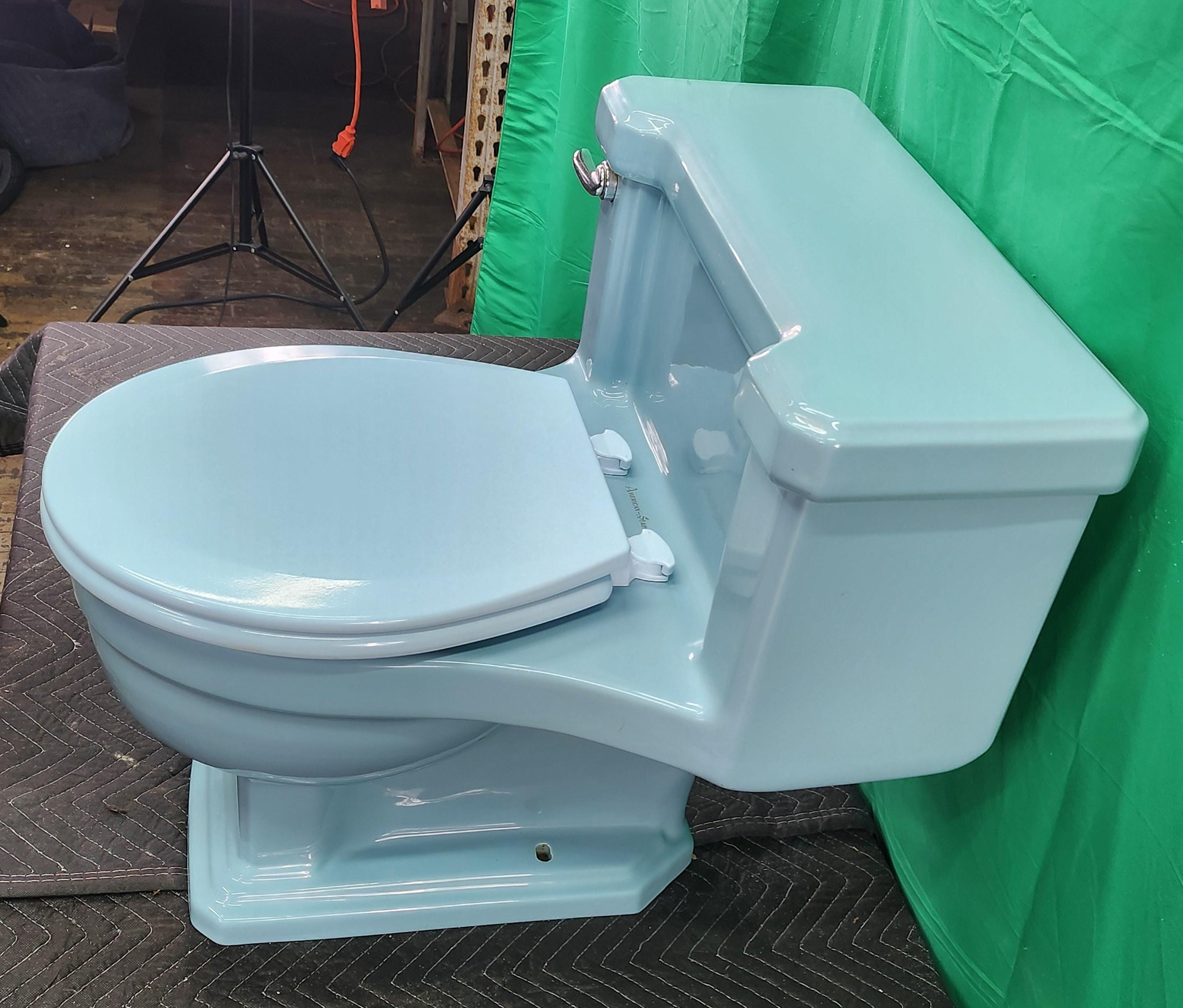 Blue American Standard Toilet Vintage Bathroom With Seat - Etsy