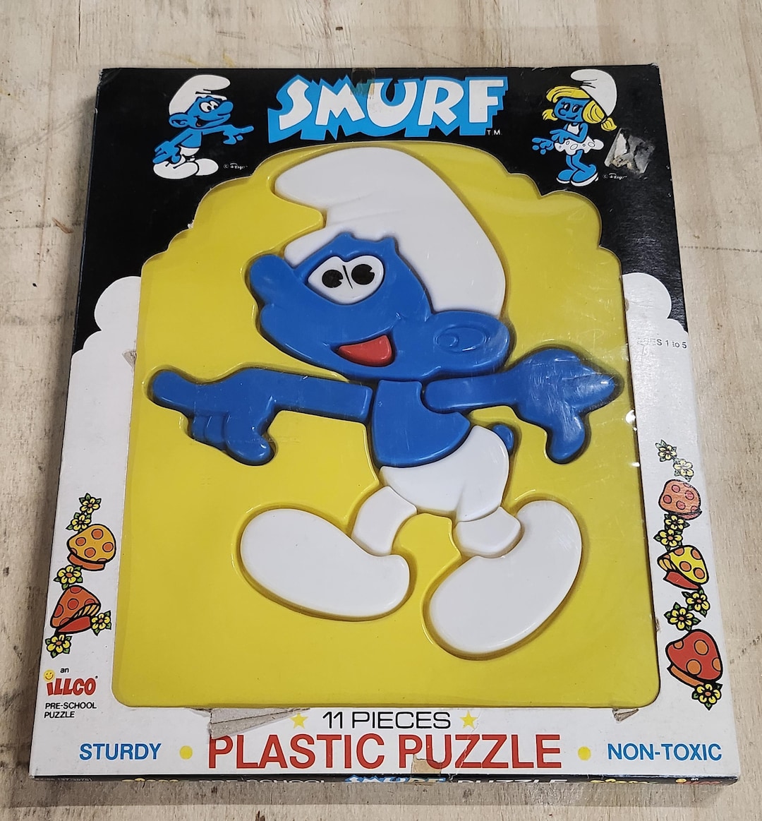 Smurf Plastic Jigsaw Puzzle Preschool Kids Toy New in Box NOS Old Store ...