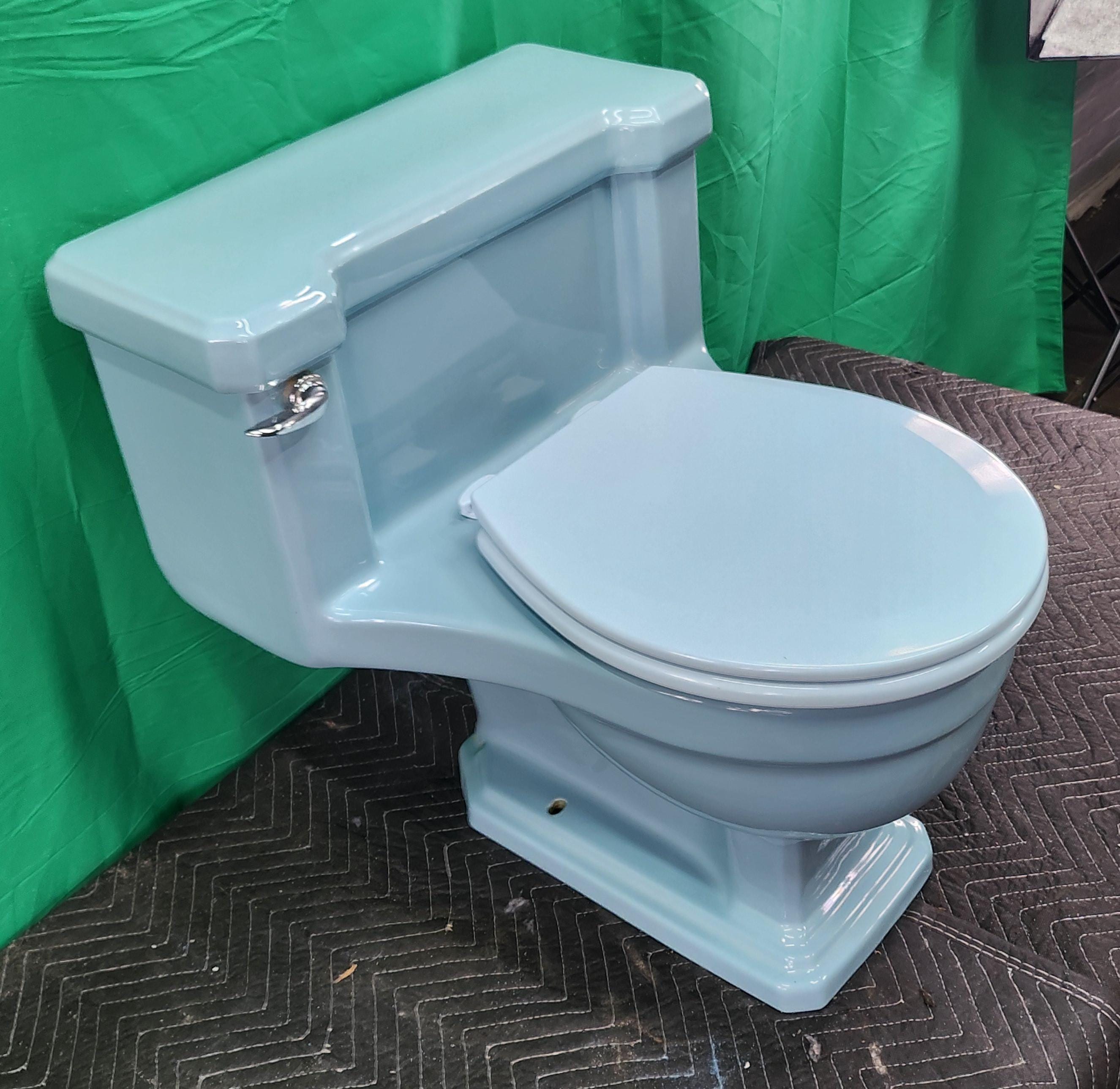 Blue American Standard Toilet Vintage Bathroom With Seat - Etsy