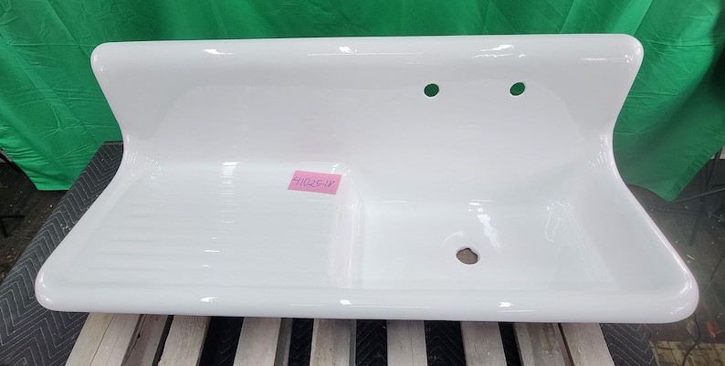 High Back Kitchen Sink Vintage Cast Iron Professionally Refinished ...