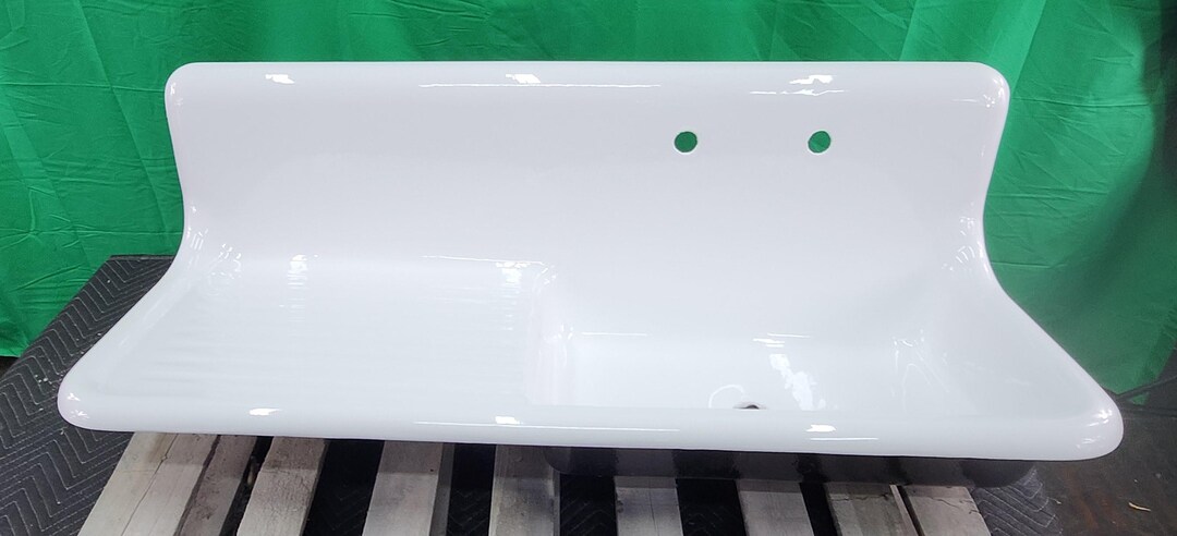 High Back Kitchen Sink Vintage Cast Iron Professionally Refinished ...