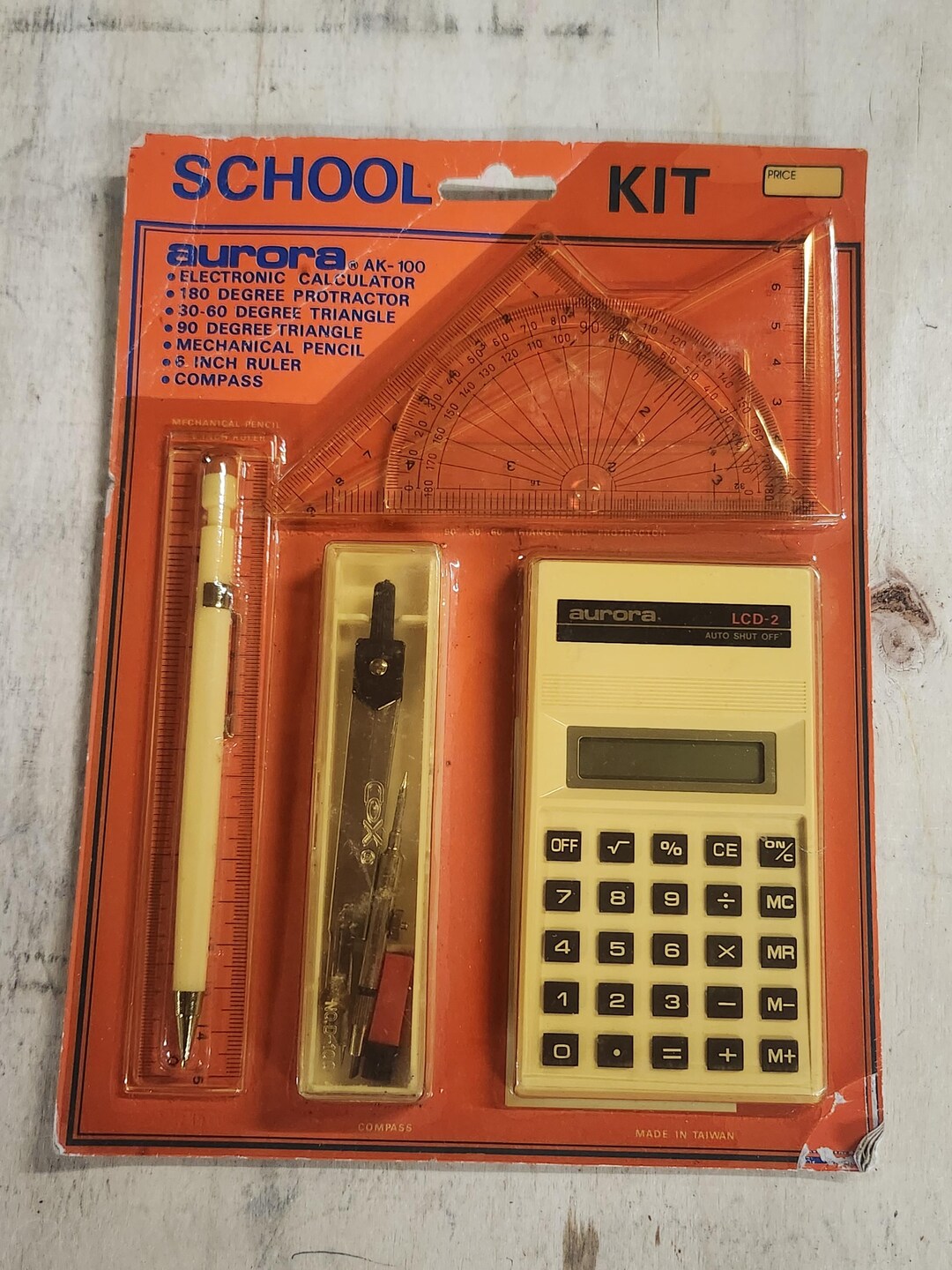 School Kit Vintage Calculator Compass Pen NOS Sealed Package Old Store ...
