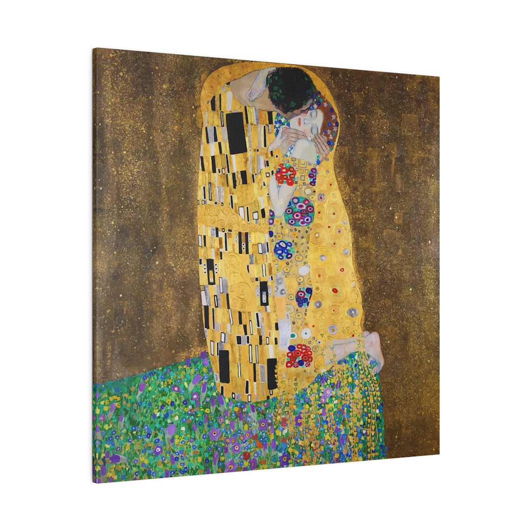 Canvas High Resolution Enhanced Reproduction of the Kiss 1908 by Gustav ...