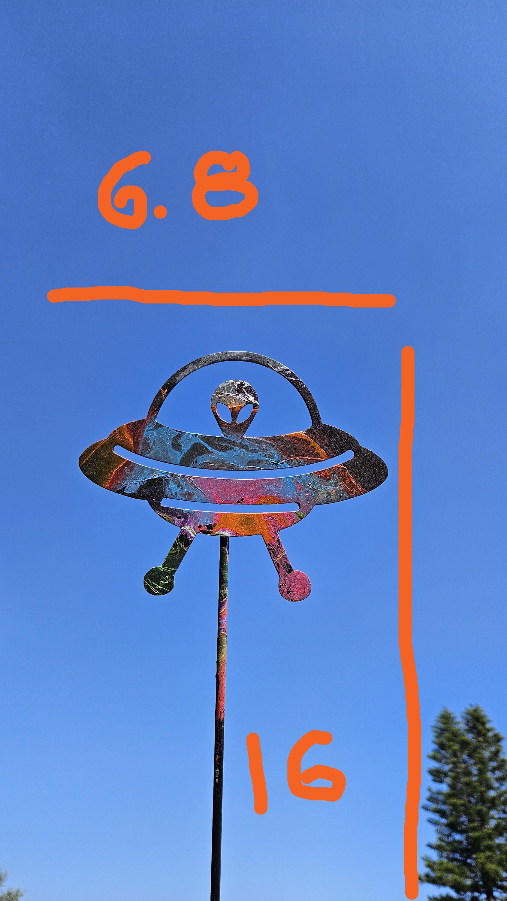 Alien UFO Metal Garden Marker Outer Space Space Ship SYFI Monster ...