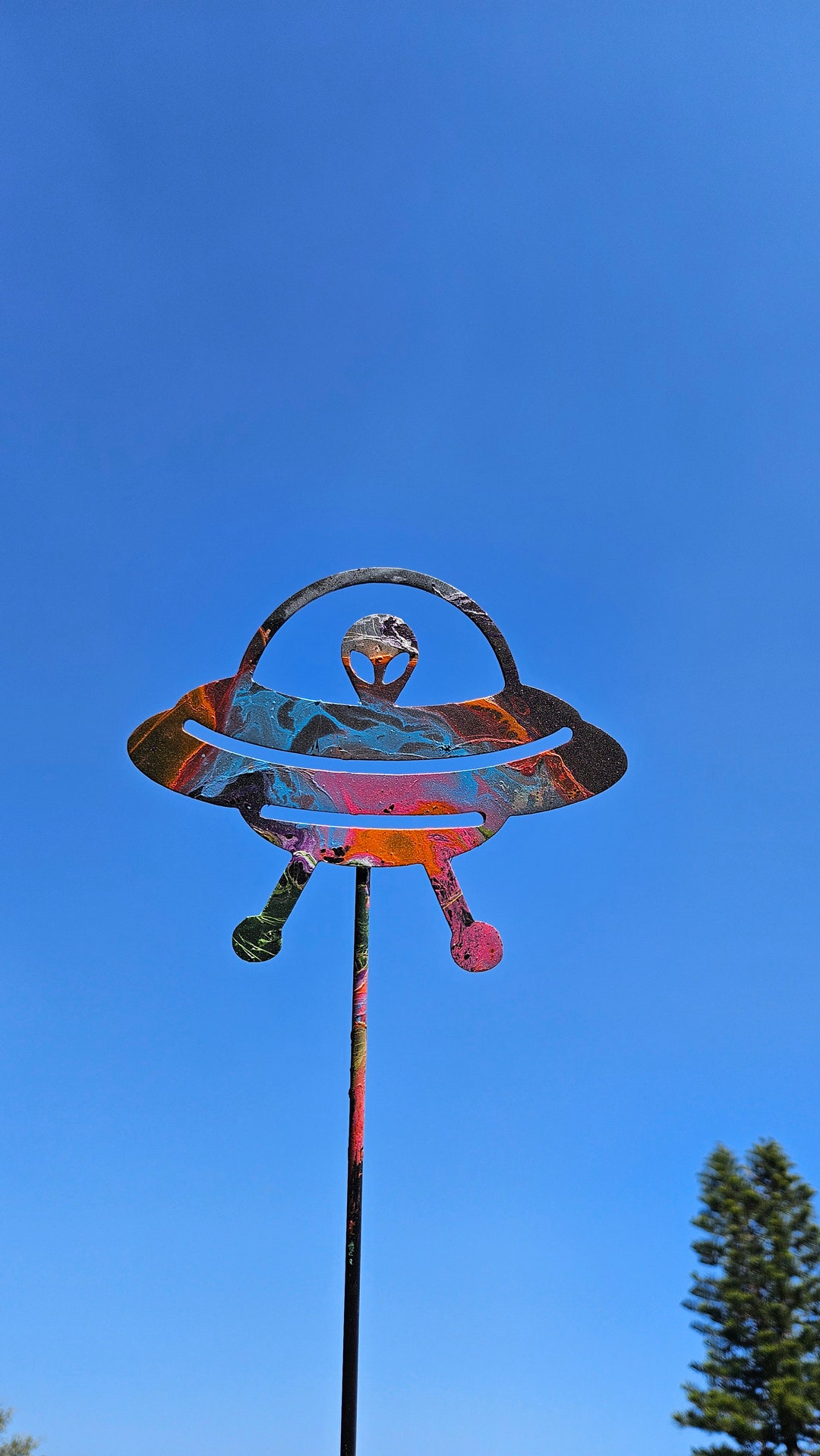 Alien UFO Metal Garden Marker Outer Space Space Ship SYFI Monster ...