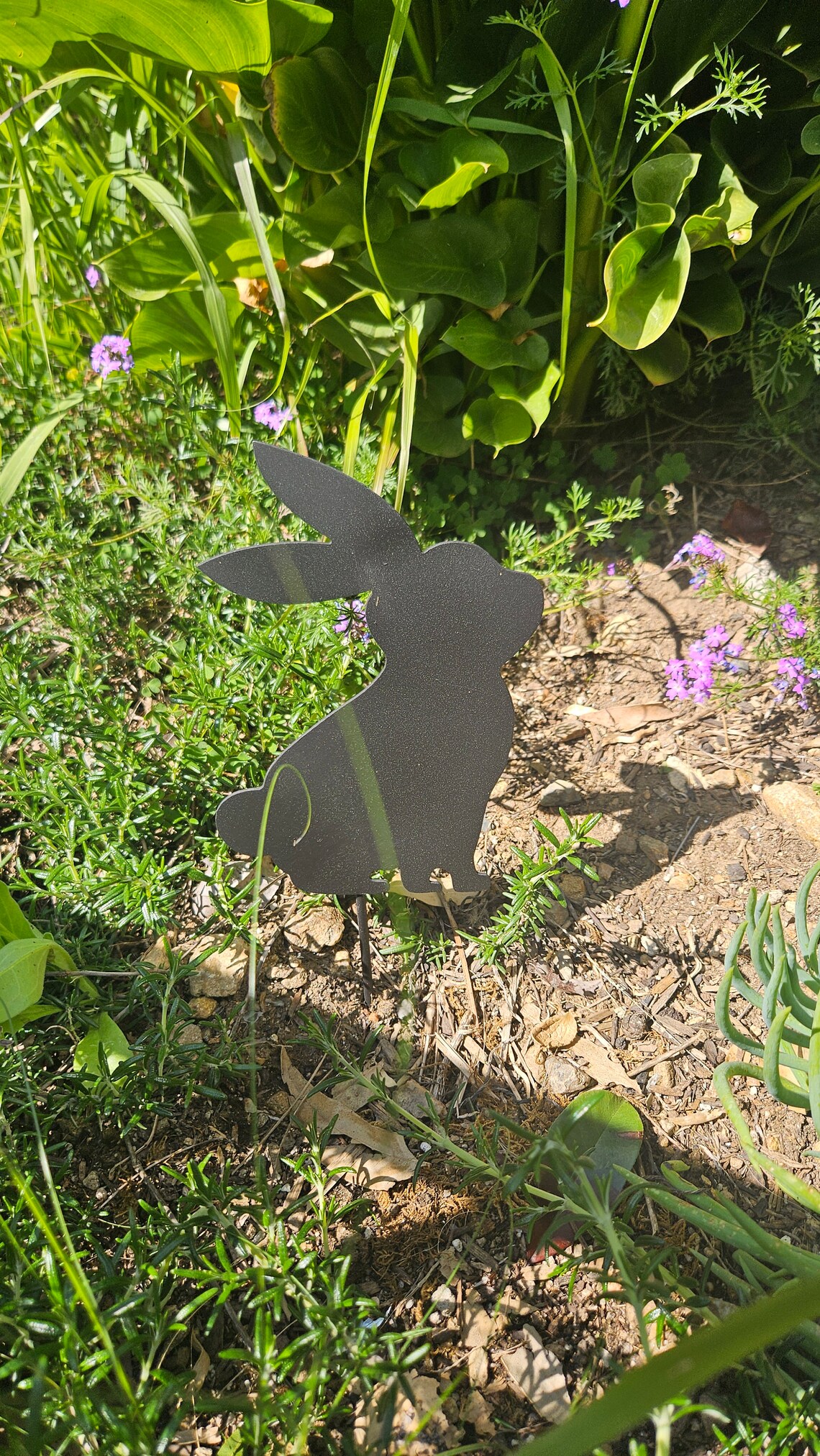 Sitting Rabbit Metal Art Pole Bunny Animal Easter Spring Flowers ...