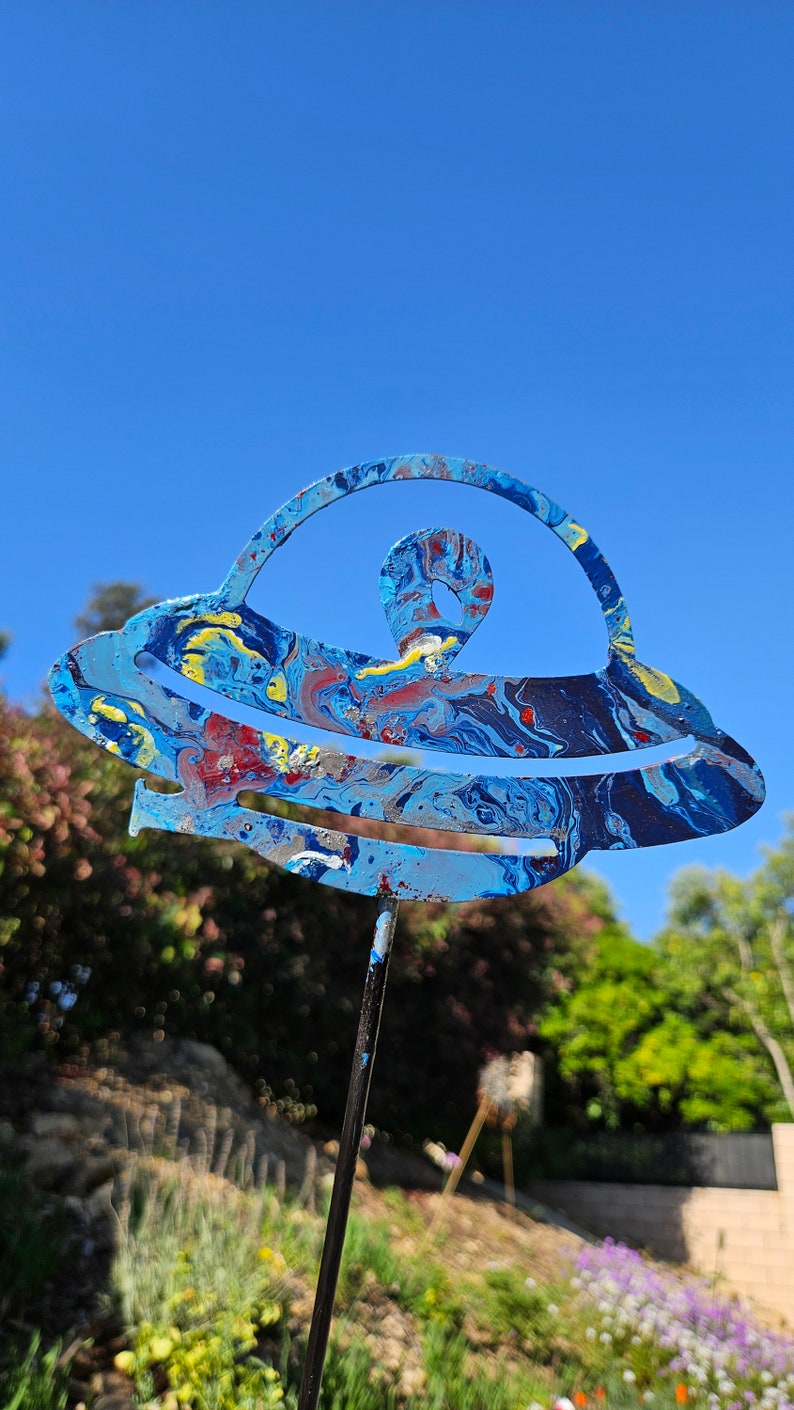 Alien UFO Ship Metal Garden Marker Space Sky SYFY Cryptid Monster ...
