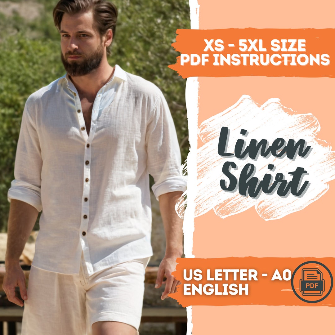 Relaxed Fit Man Shirt Sewing Pattern, Summer Loungewear Blouse Pattern ...