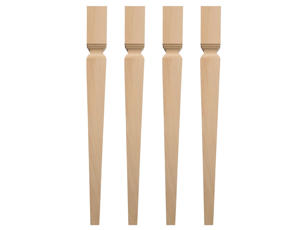 Set of 4 Wooden Table Legs, Desk Legs, Dining Table Legs, Turned Wood ...