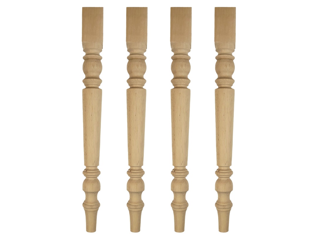Set of 4 Wooden Table Legs, Desk Legs, Dining Table Legs, Turned Wood ...