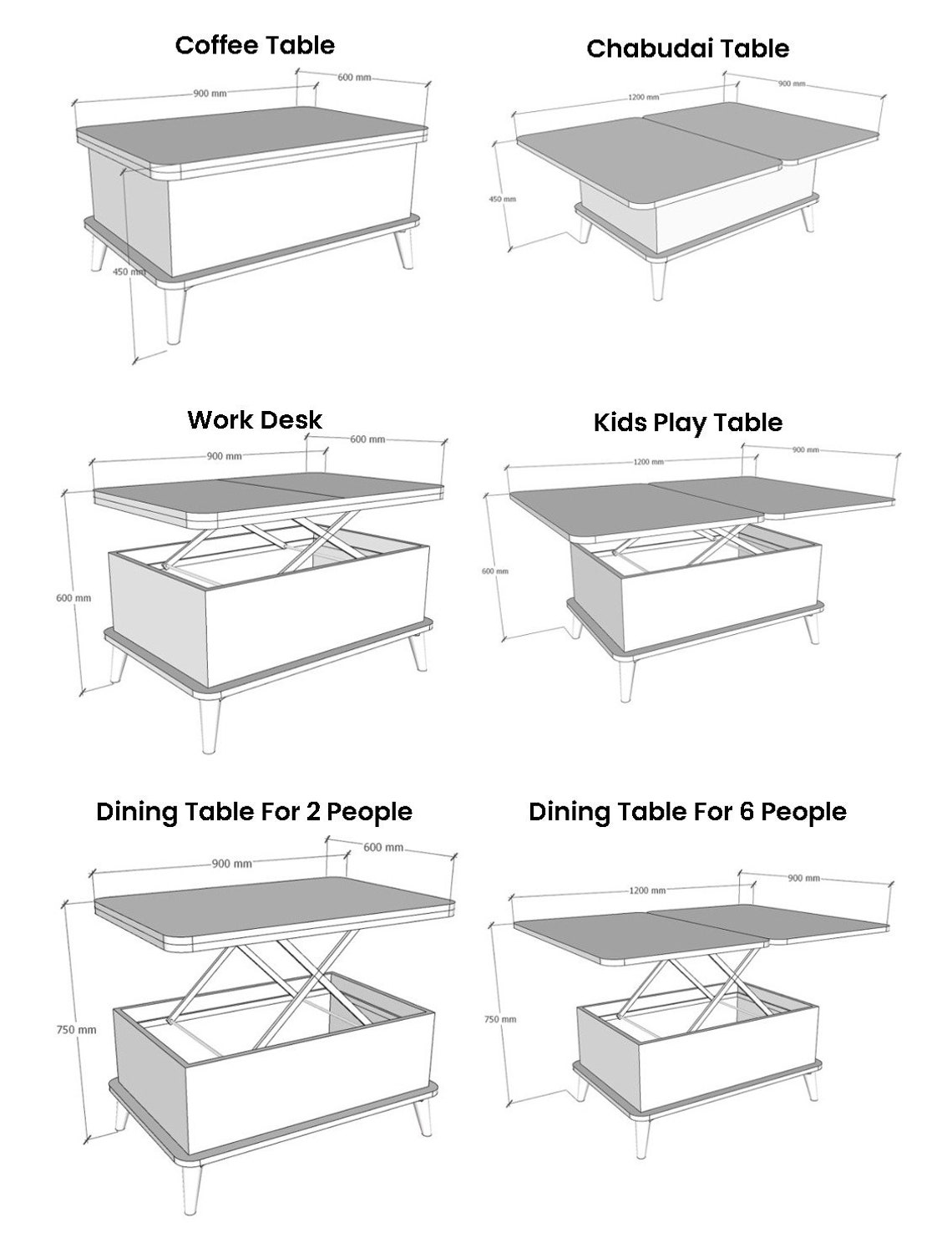 Extendable Coffee Table, Lift Top Coffee Table, Modern Coffee Table - Etsy