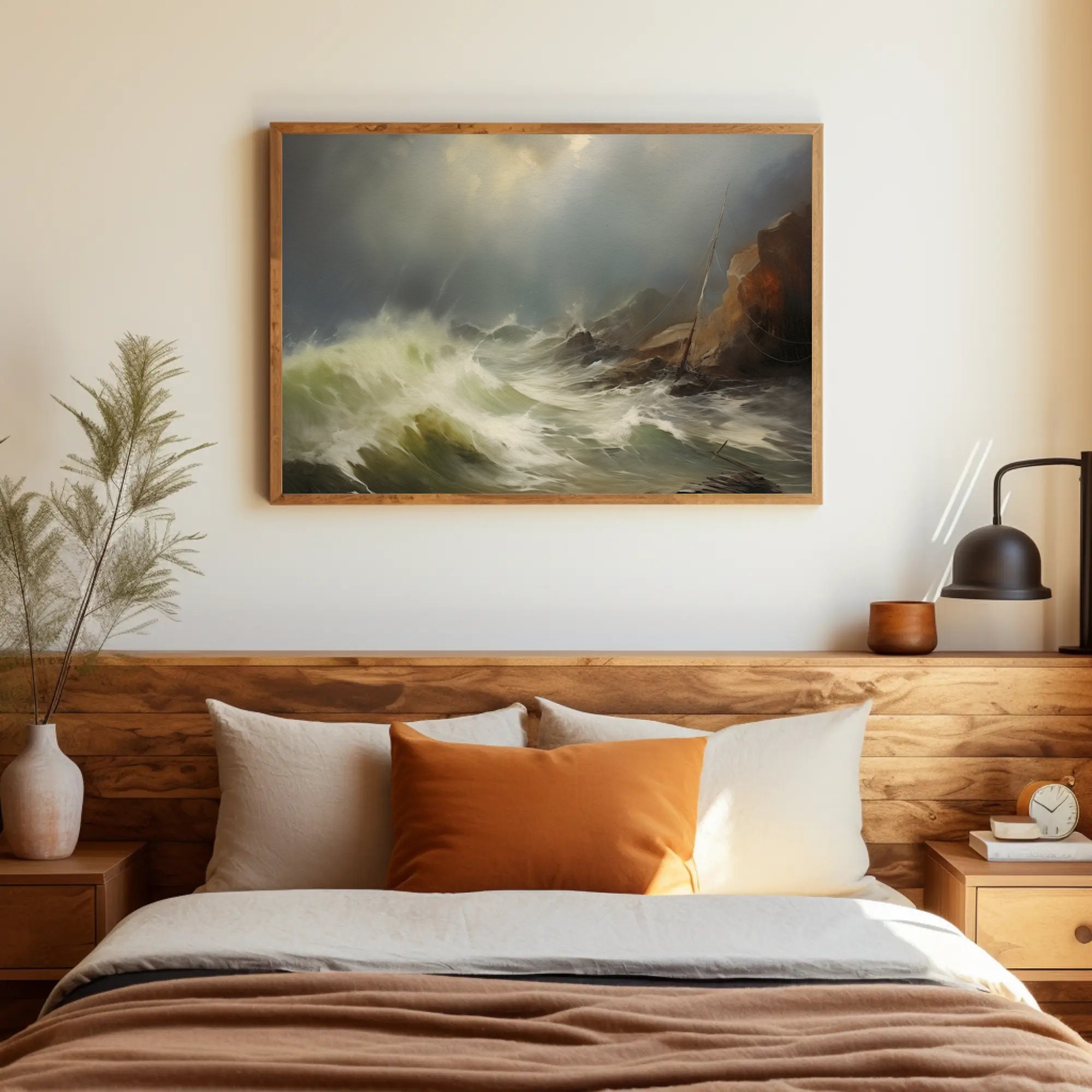 Storm Print | Stormy Sea Painting | Ocean View Decoration | Weather ...