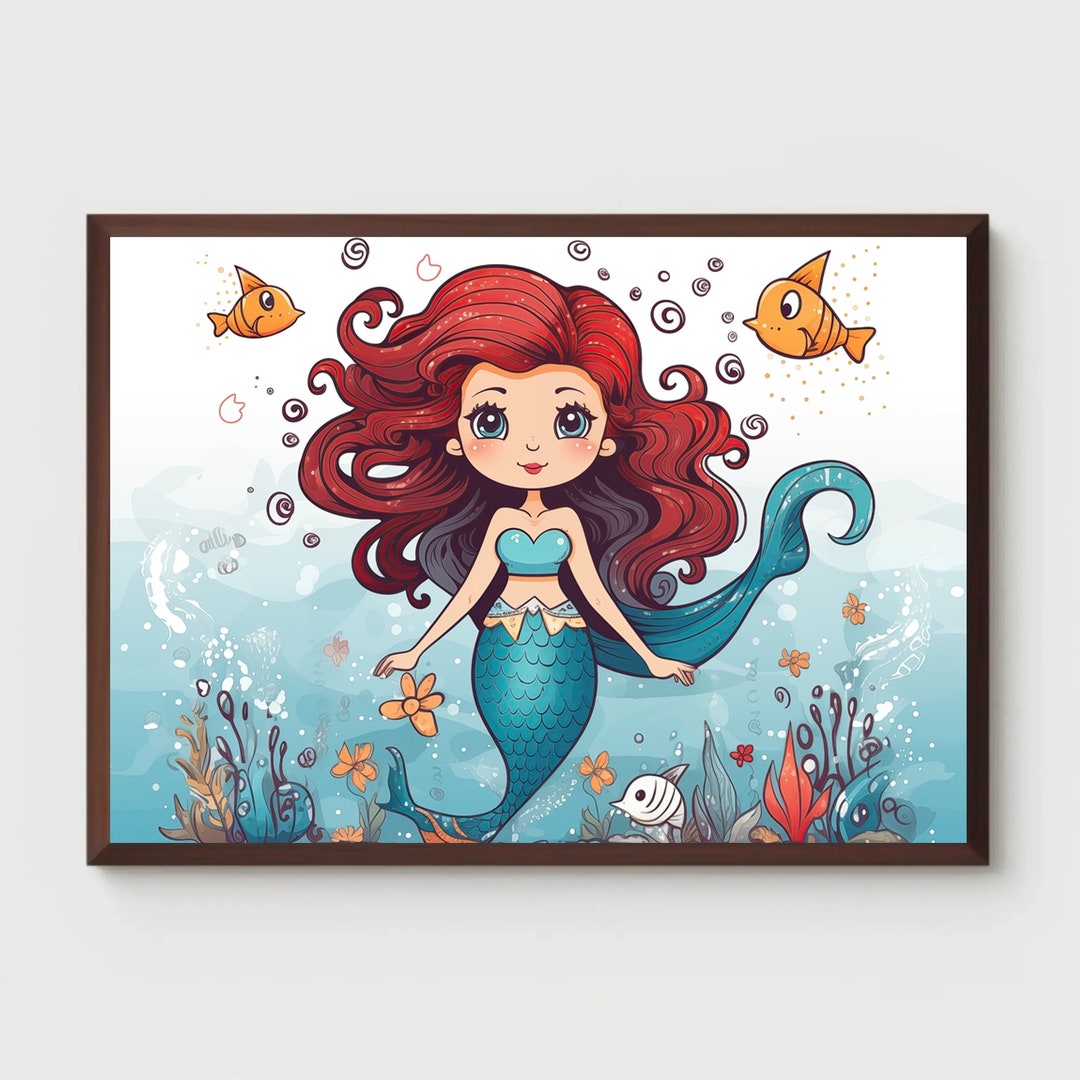 Little Mermaid Print | Mermaid Illustration | Fairy Tale Poster ...