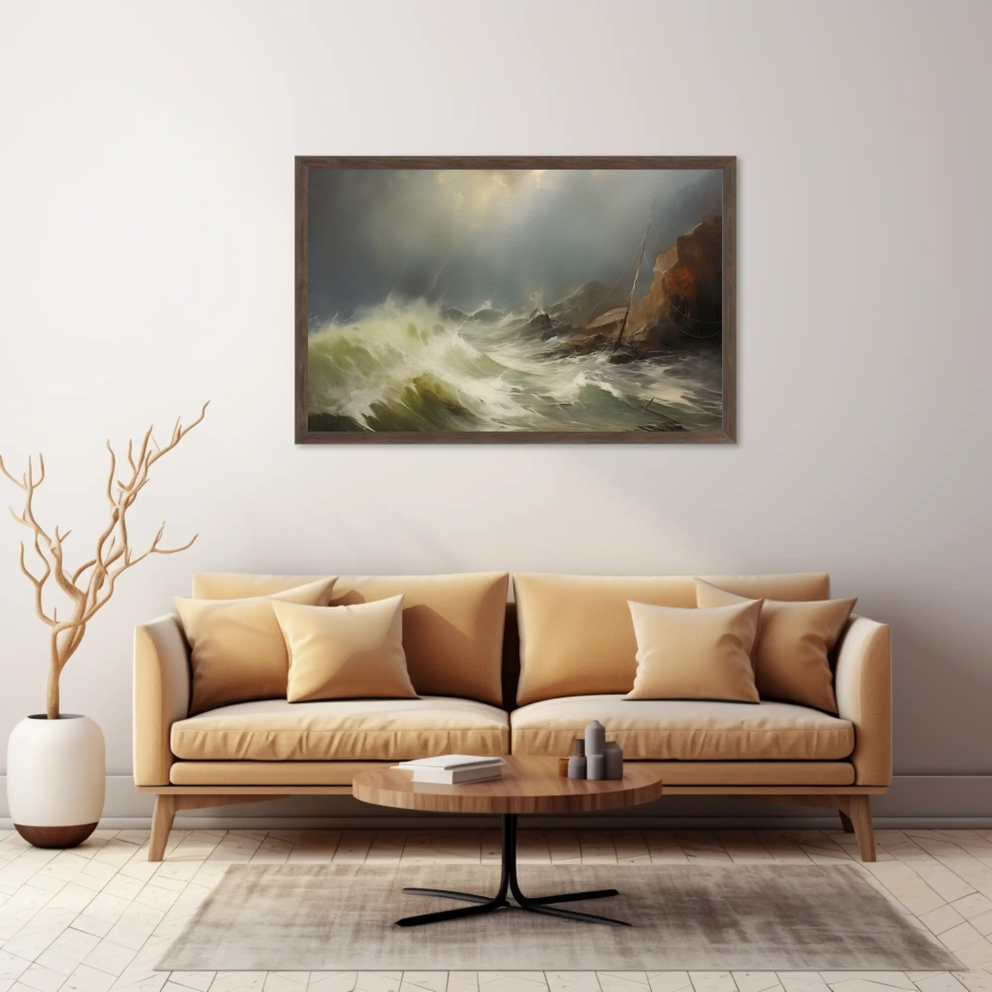 Storm Print | Stormy Sea Painting | Ocean View Decoration | Weather ...