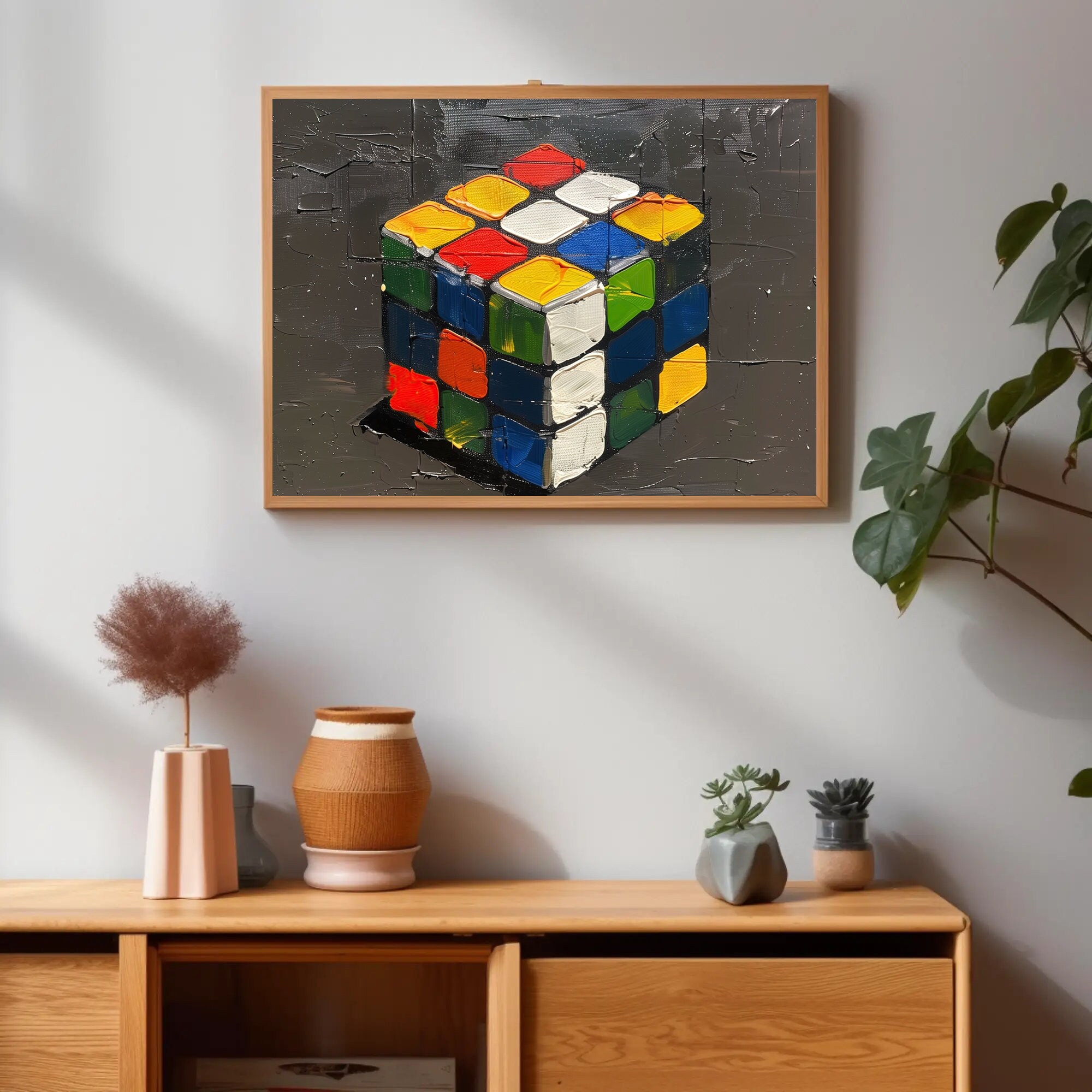 Rubik s Cube Art Print Rubiks Cube Painting Colorful Poster Rubik