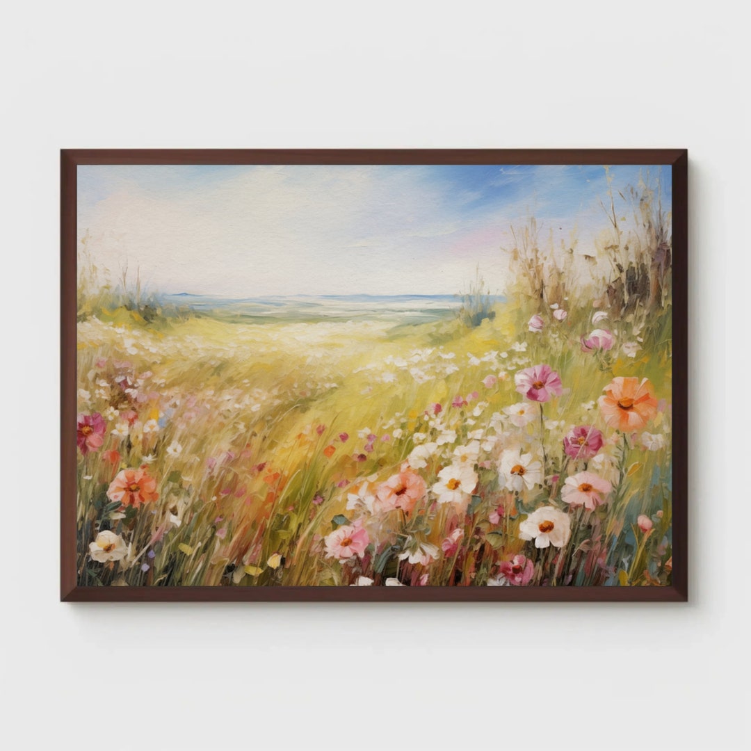 Spring Flower Field Print | Nature View | Spring Painting | Flowers ...