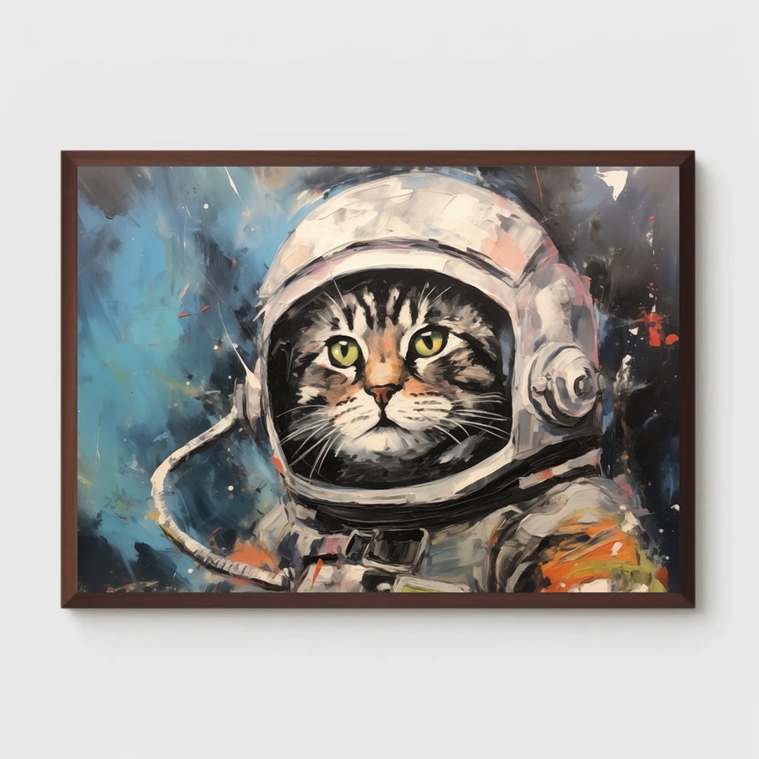 Cat Astronaut Art | Cat in Space | Galactic Kitty Decoration | Space ...