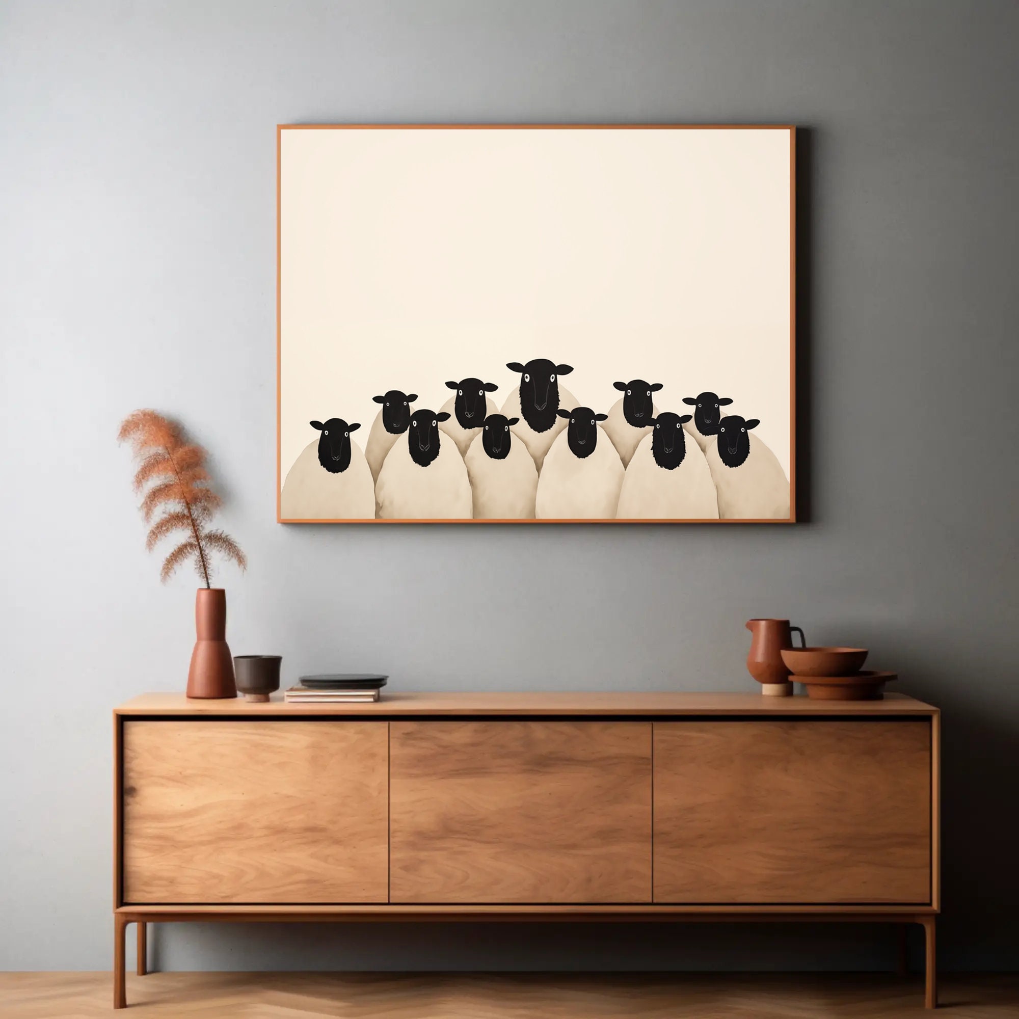 Sheep Print Minimal Sheep Art Flock of Sheep Poster Nursery Wall Art ...